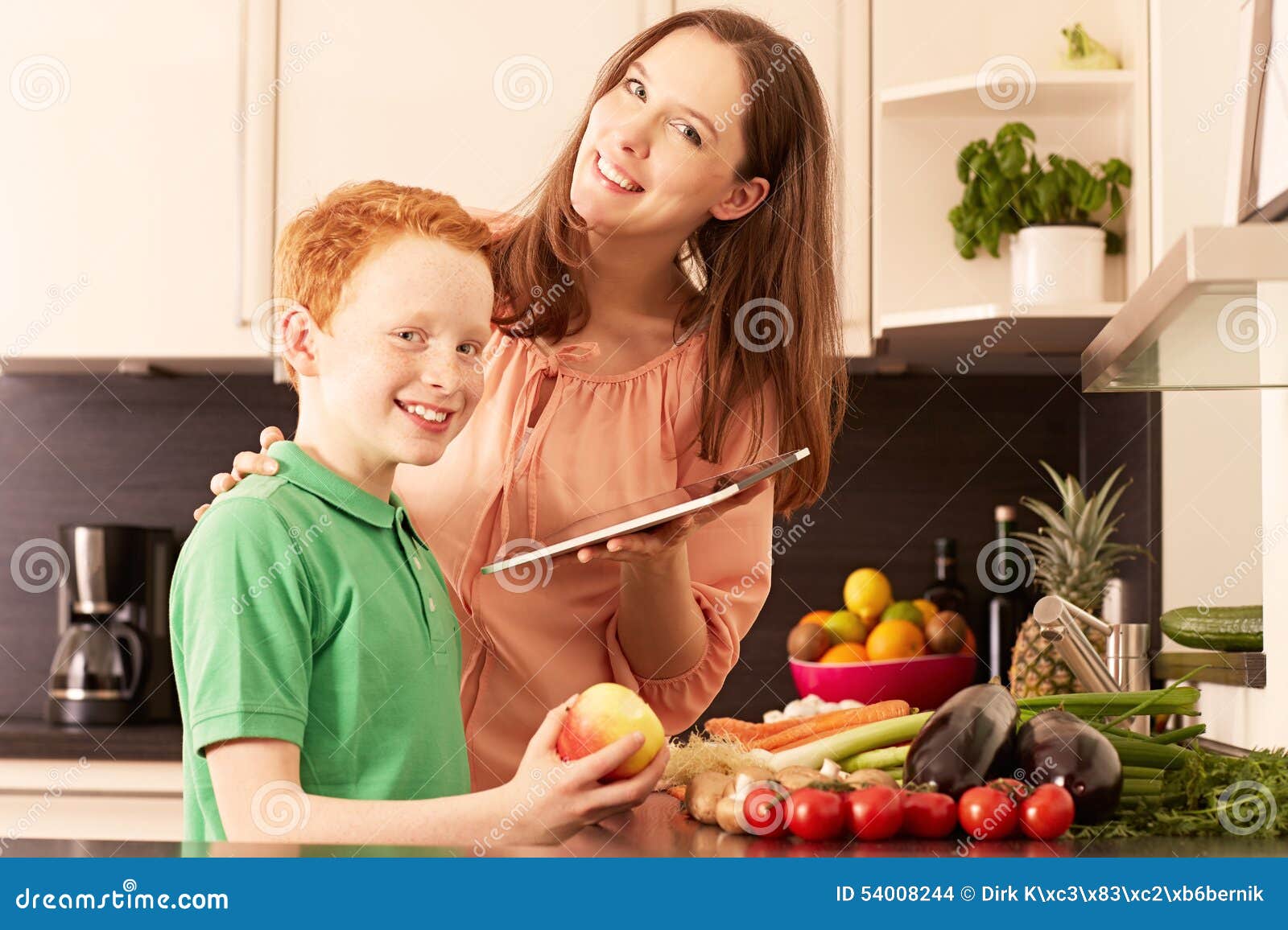 Mother and Child in the Kitchen Stock Photo - Image of loose, health ...
