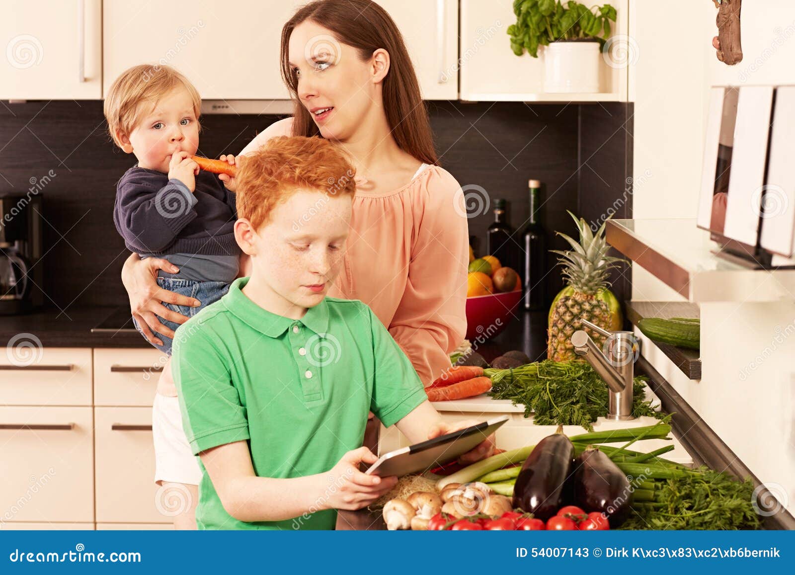 Mother and Child in the Kitchen Stock Image - Image of delicious, meal ...