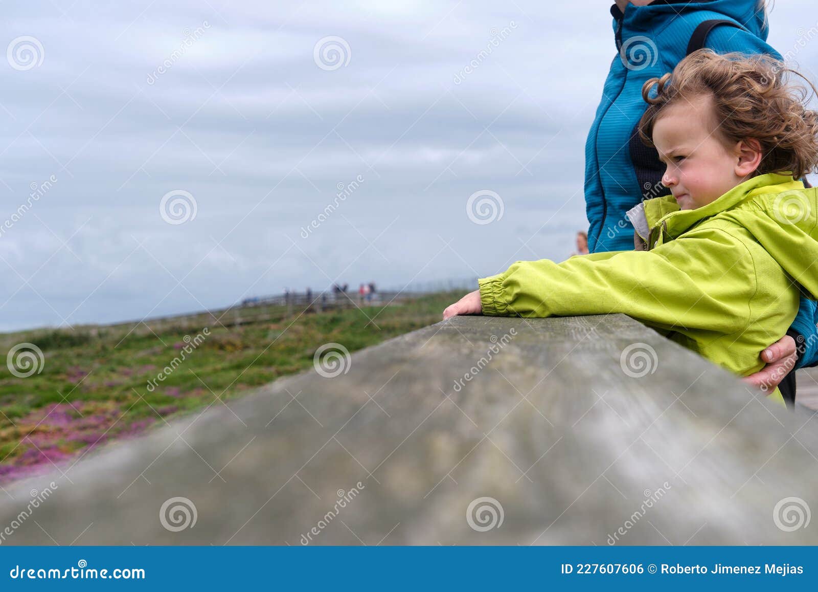 Mother and Child Observing Nature from a Lookout Point Stock Photo ...