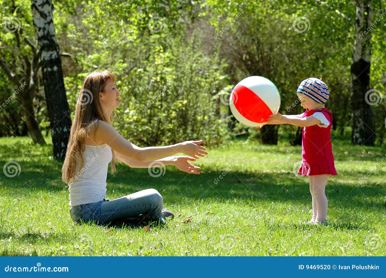 Mother and Child Play with Ball Stock Photo - Image of child ...