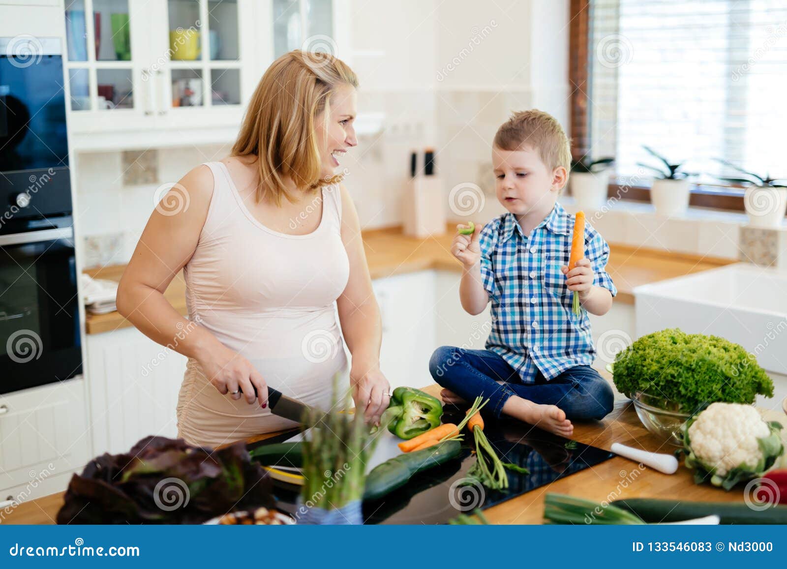 Mother and Child Preparing Lunch Stock Image - Image of lifestyle ...