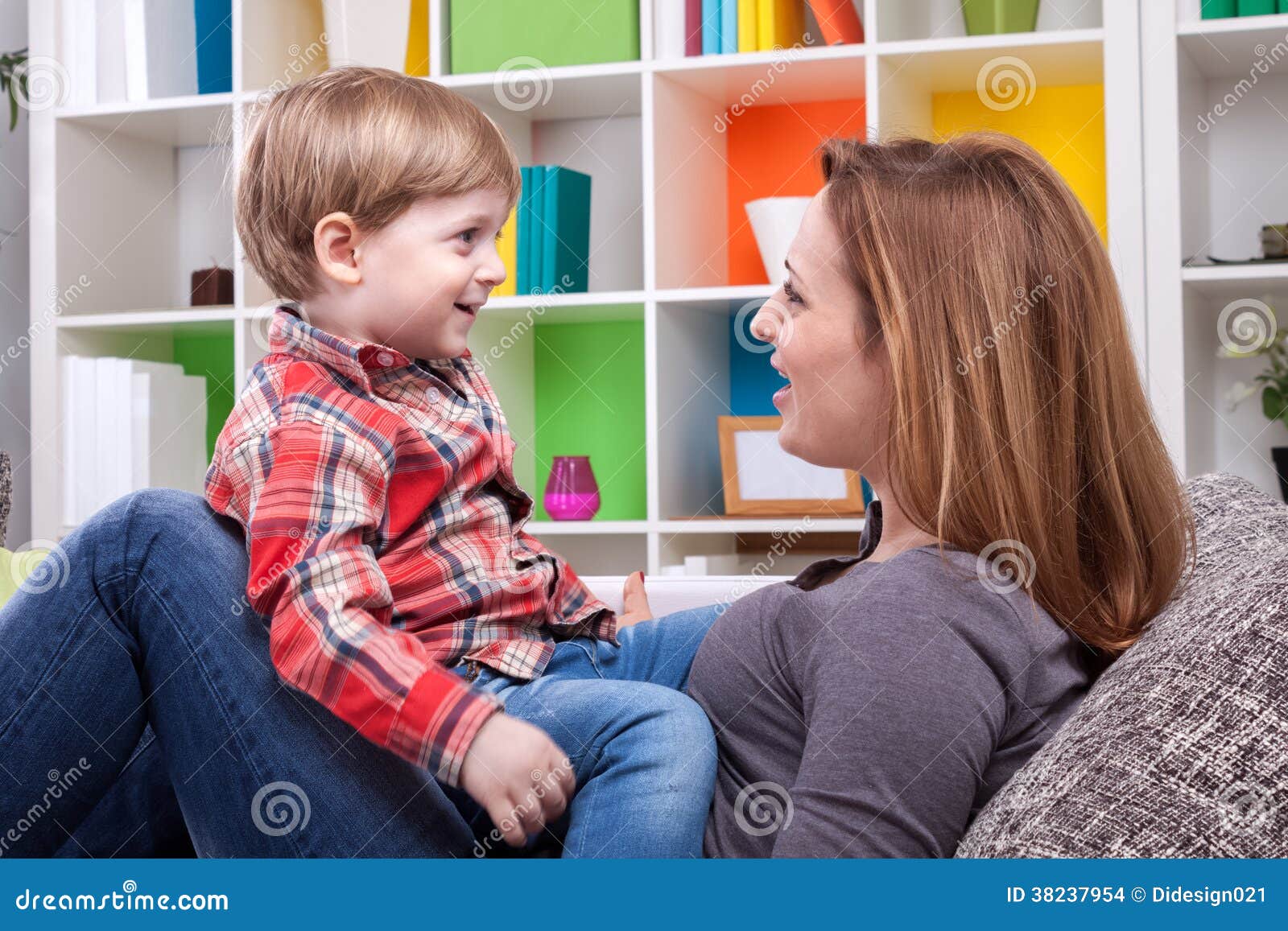 Mother and Child Singing a Song Stock Photo - Image of talking, little ...