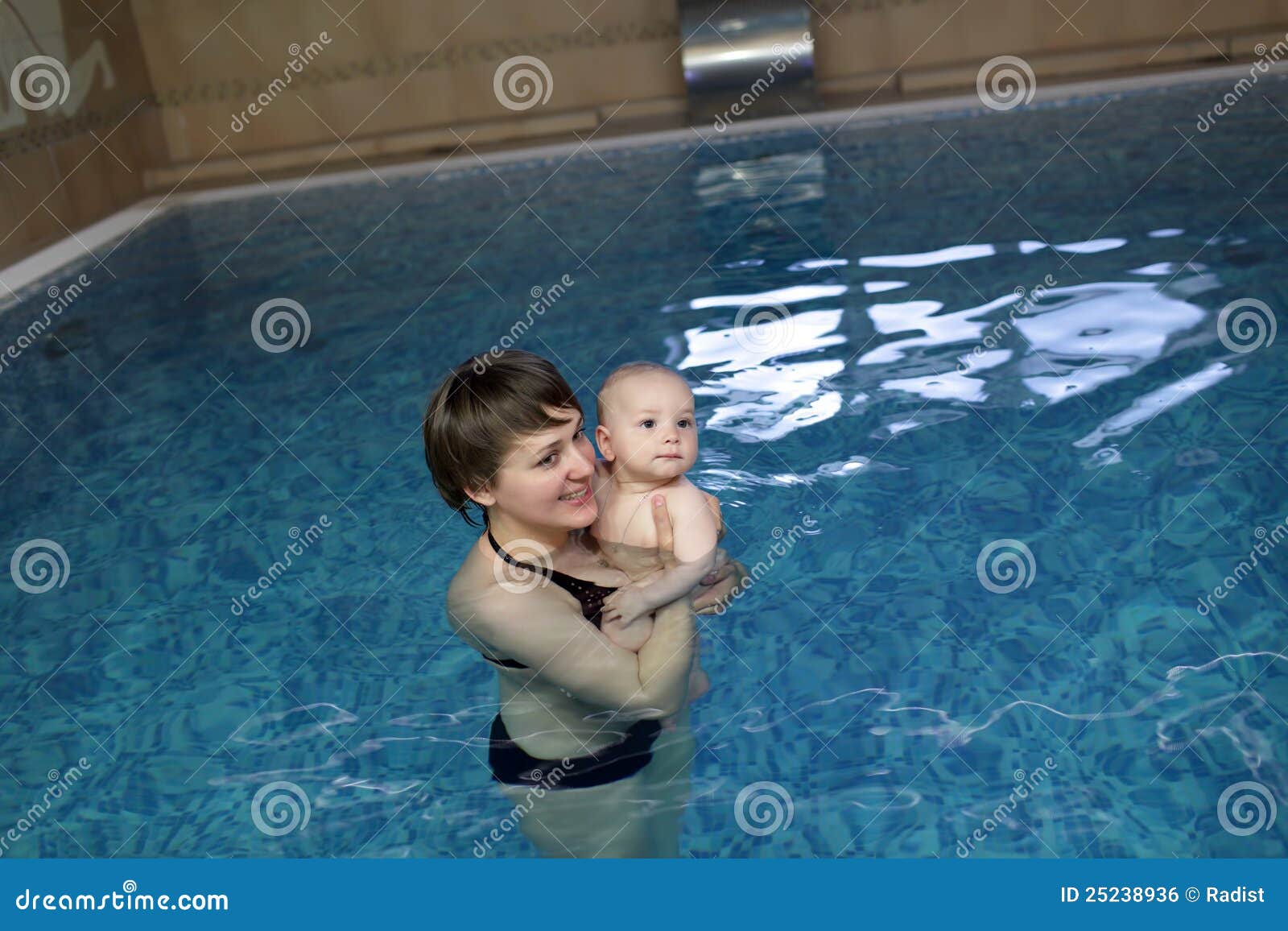 Mother with Child in Swimming Pool Stock Photo - Image of happiness ...
