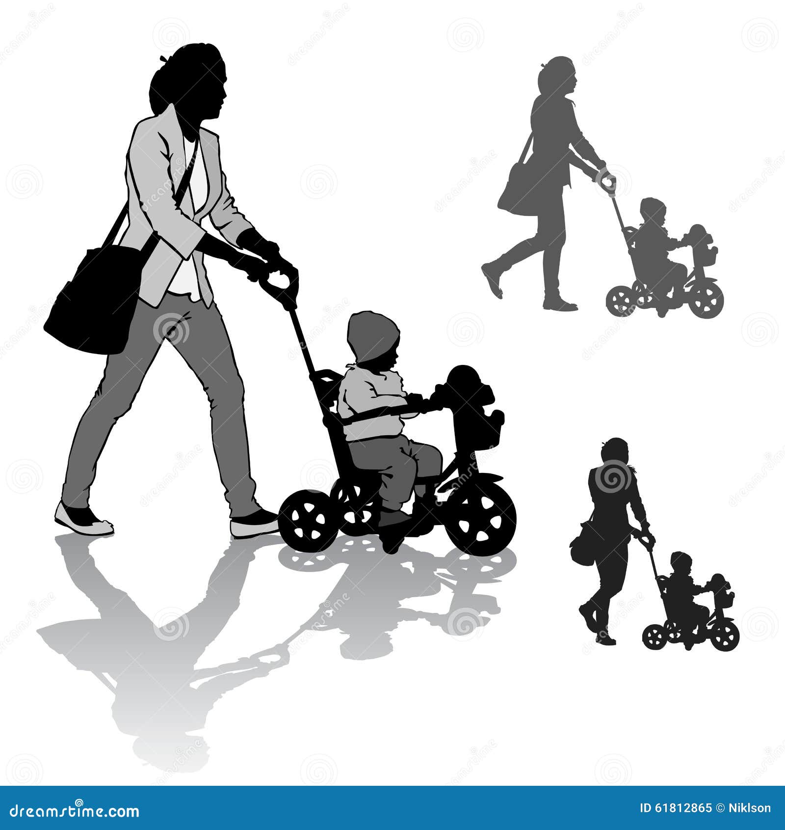 Mother with child on walk stock vector. Illustration of baby - 61812865