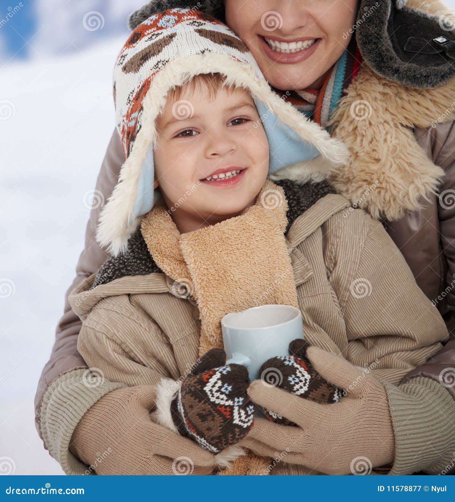 Mother and child at winter stock image. Image of cheerful - 11578877
