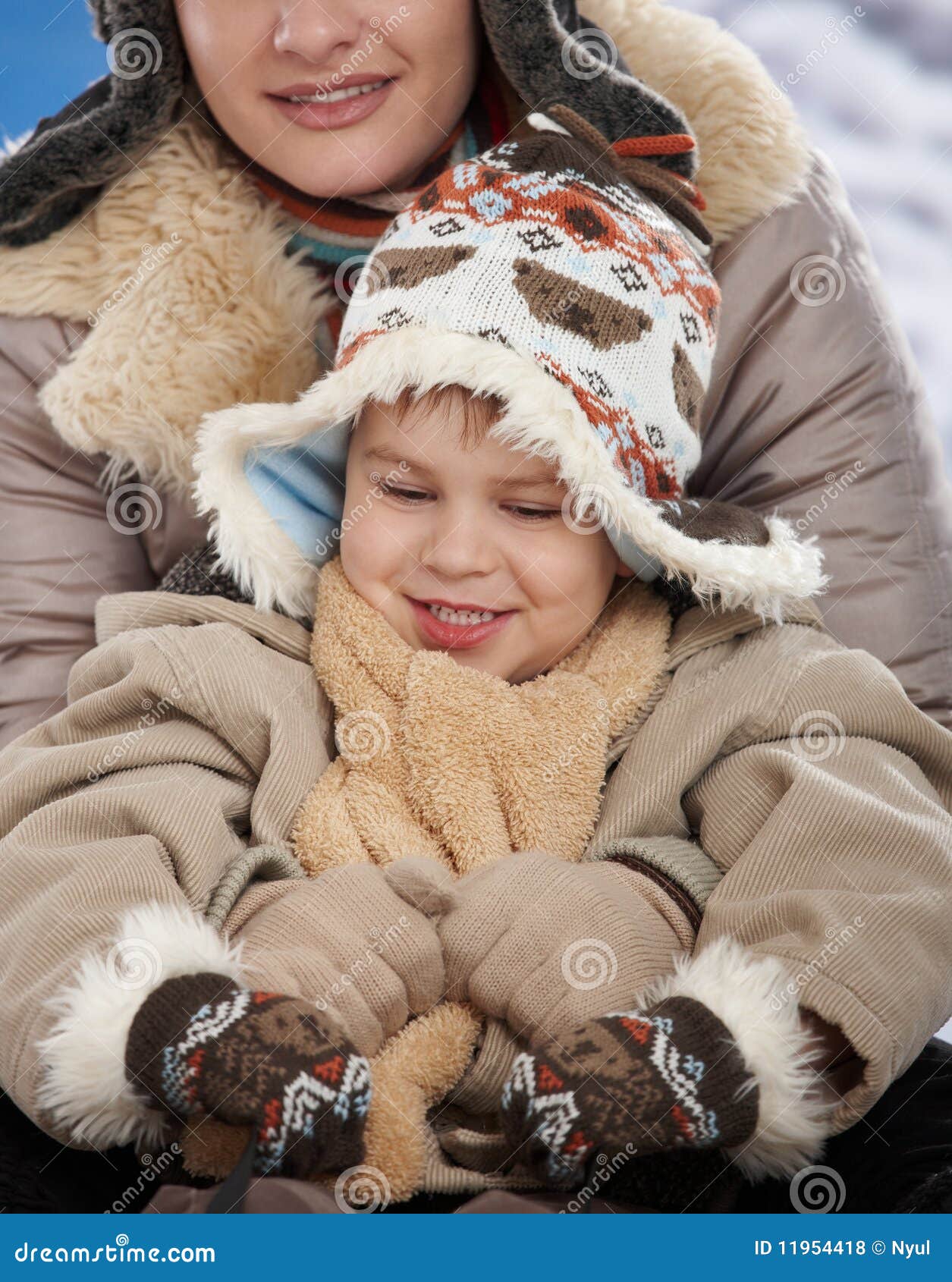 Mother and child at winter stock photo. Image of looking - 11954418