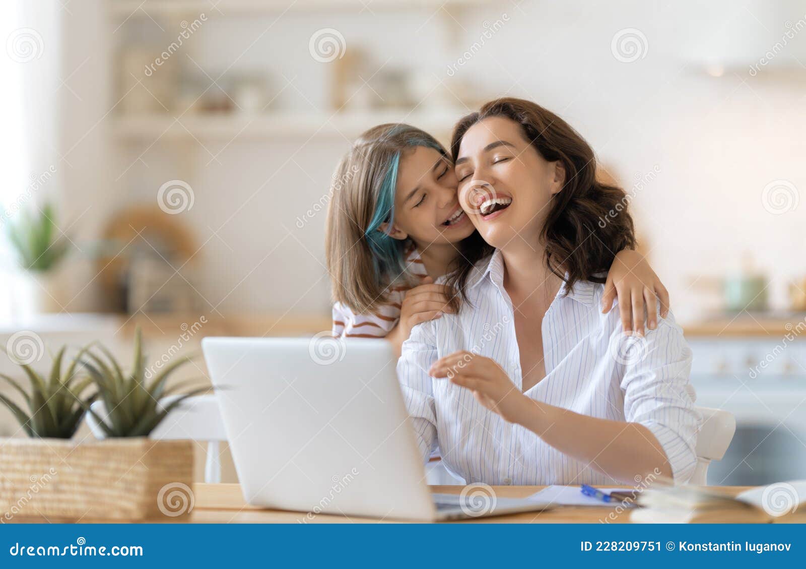 Mother with Child Working on the Computer Stock Image - Image of adult ...
