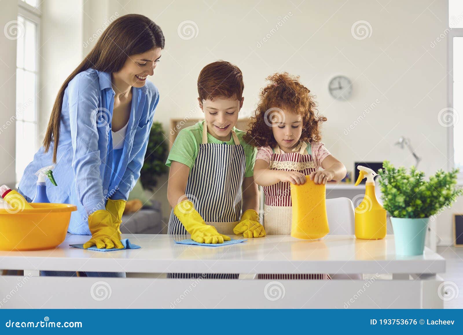 Family Cleaning Room Together and Having Fun. Kids Helping Parent To Do ... Family Cleaning Room Together and Having Fun. Kids Helping Parent To Do ...