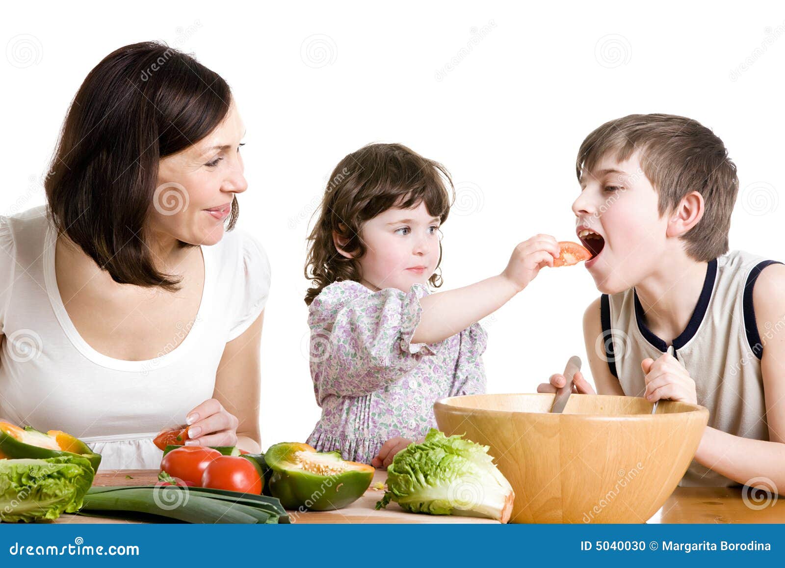 Mother and Children Cooking at the Kitchen Stock Photo - Image of ...