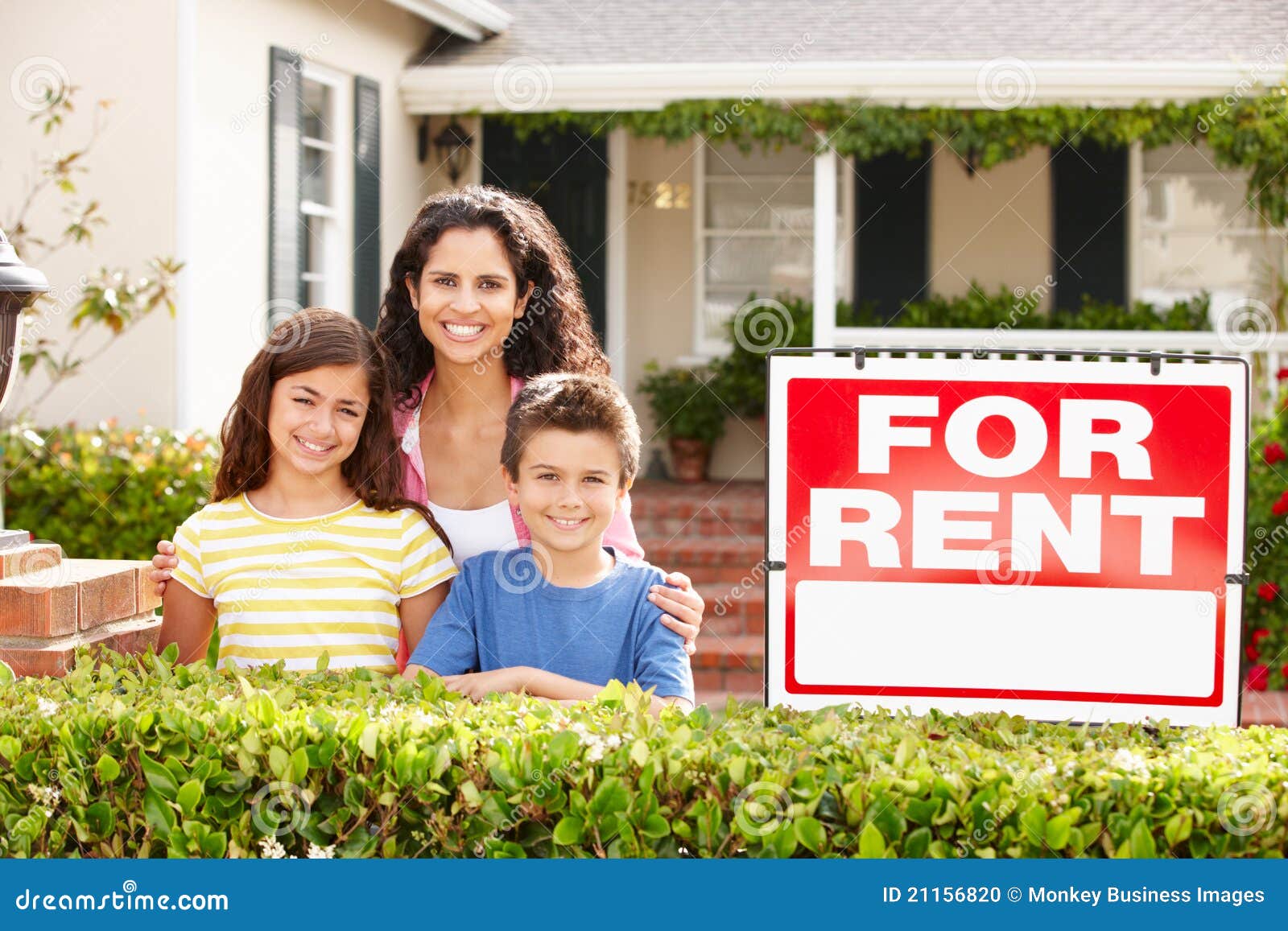Mother and Children Outside Home for Rent Stock Photo - Image of ...