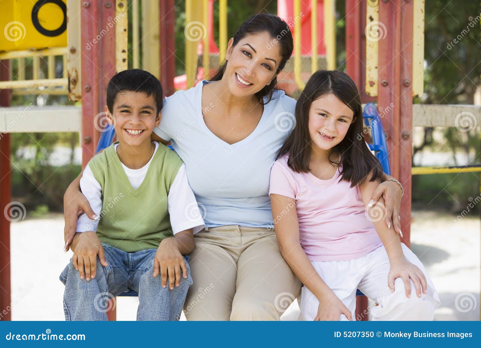 Mother and Children in Playground Stock Photo - Image of playground ...