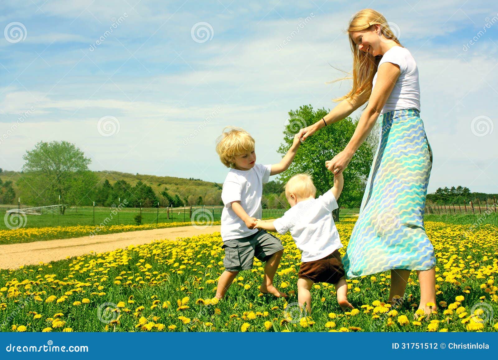 Mother and Children Playing Outside Stock Photo - Image of mother ...