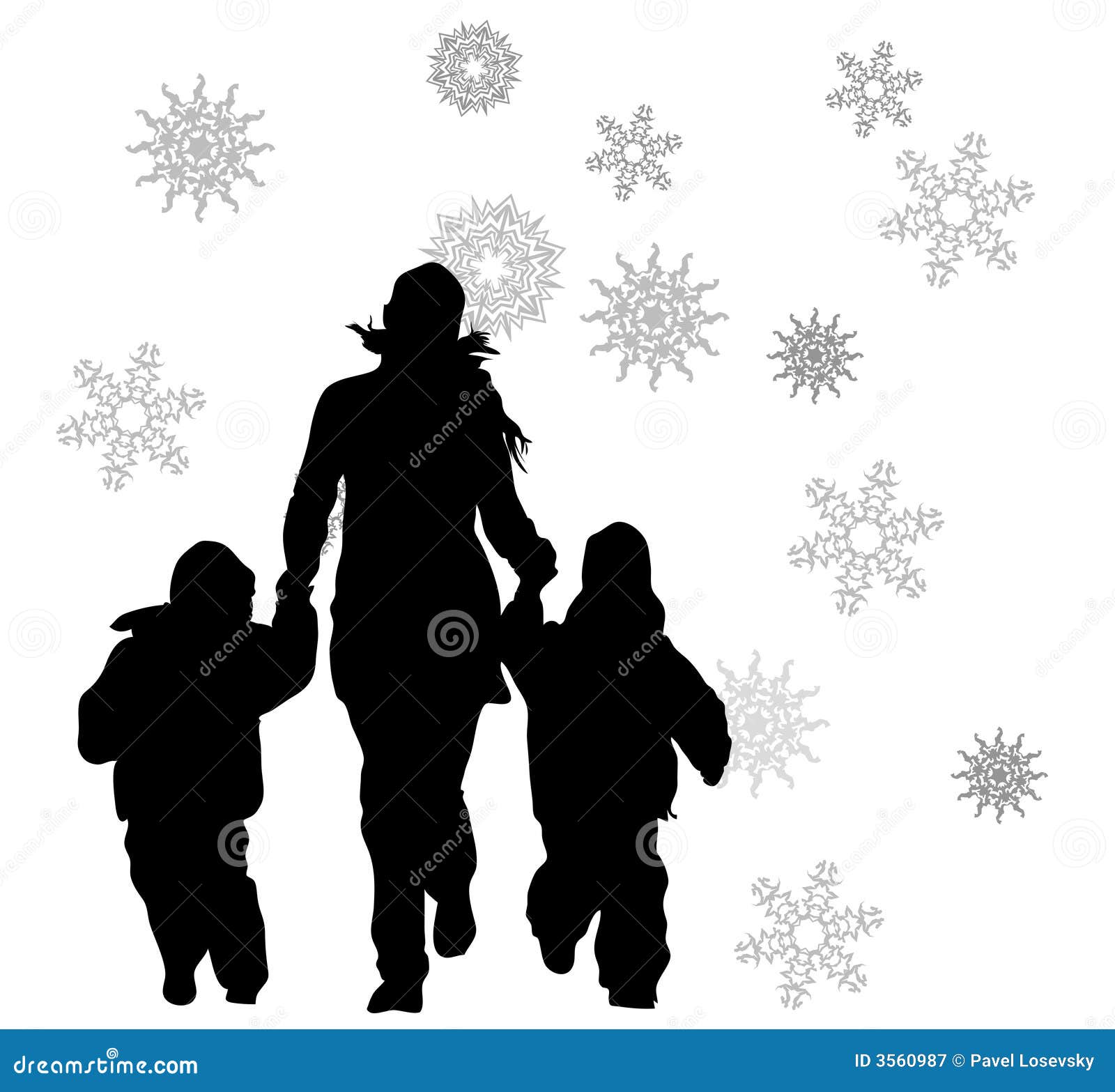 Mother with Children Runnig Stock Vector - Illustration of life ...