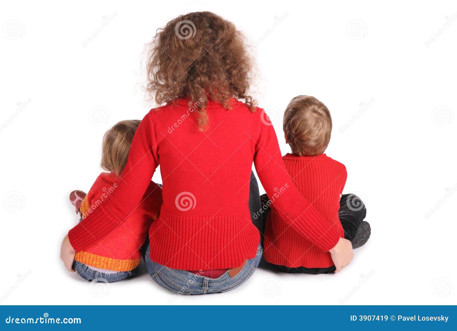 Mother with Children Sit Back Stock Image - Image of children ...