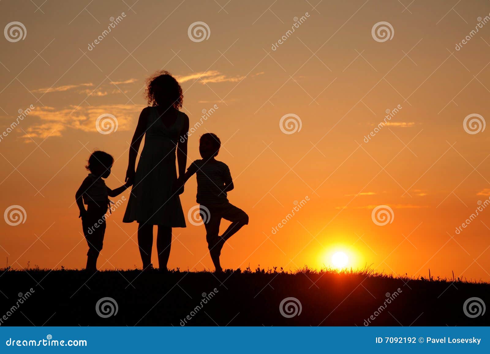 Children Silhouette Sunset