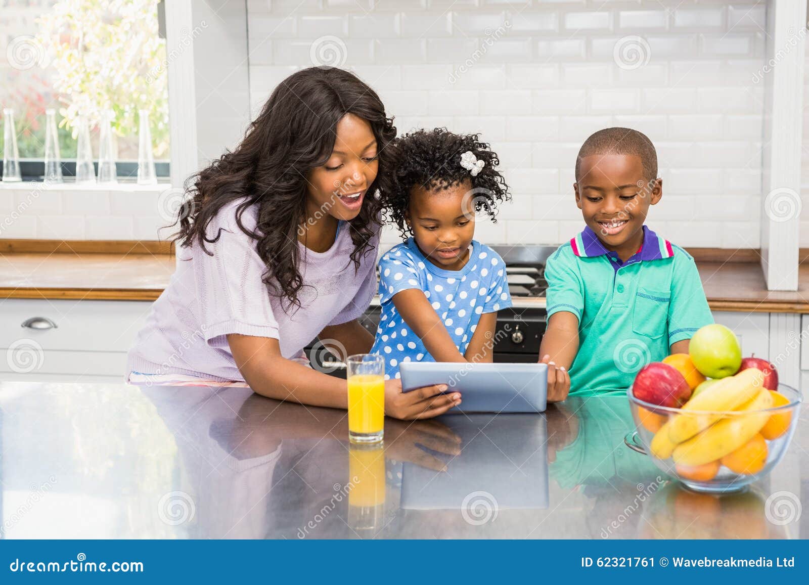 Mother and Children Using Tablet Stock Image - Image of family, adult ...