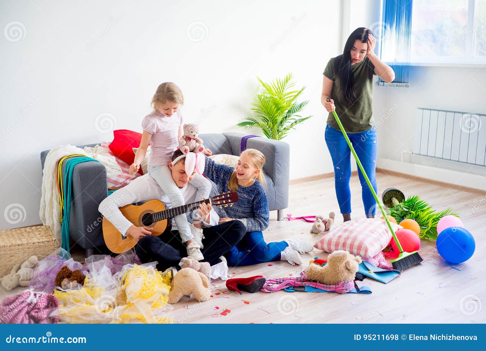 Mother Cleaning Mess at Home Stock Photo - Image of caucasian, mother ...