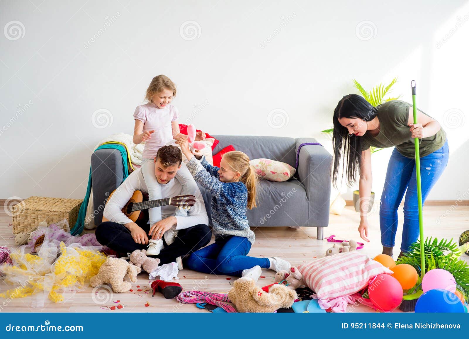 Mother Cleaning Mess at Home Stock Photo - Image of female, household ...