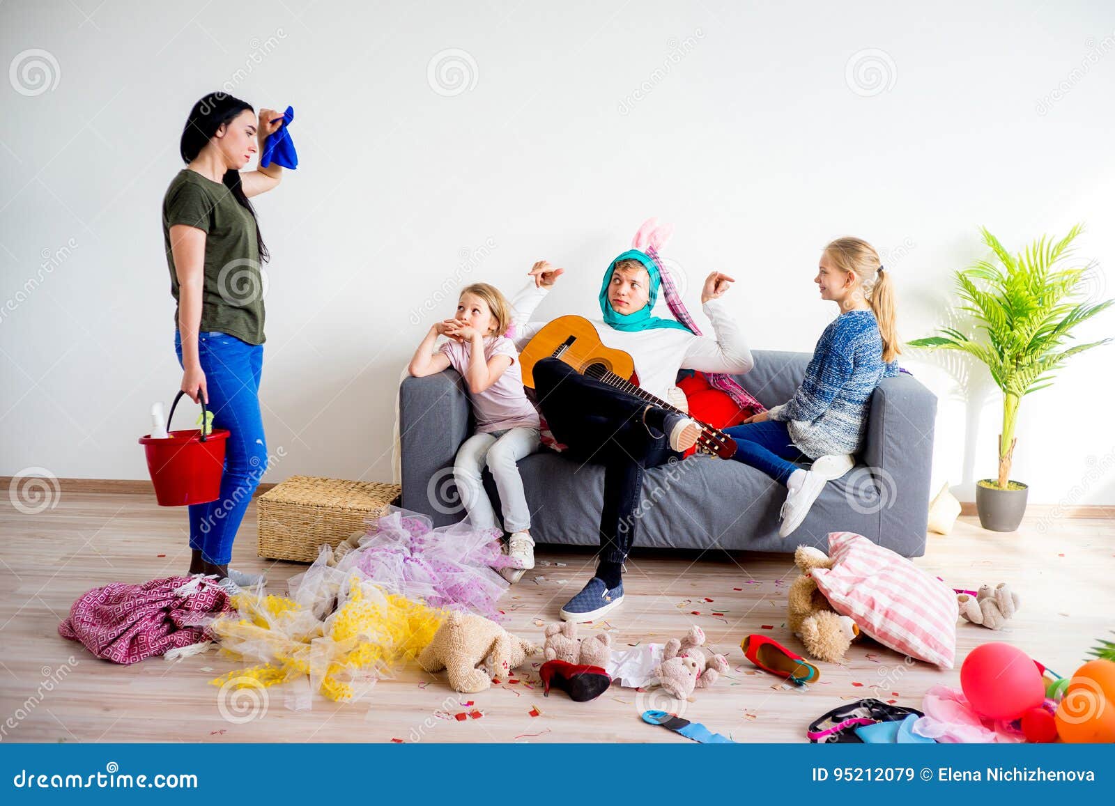 Mother cleaning up stock image. Image of romp, caucasian - 95212079