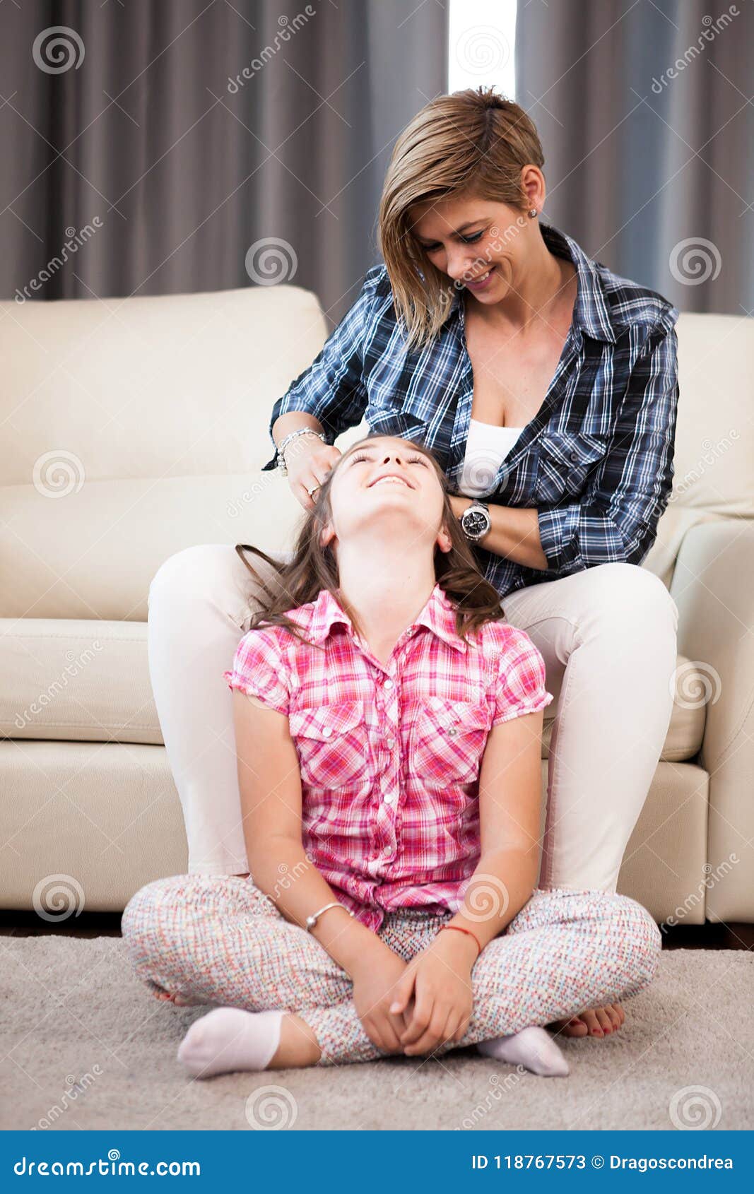 Mother Combs Her Daughter Hair Stock Image Image Of Cute Beautiful
