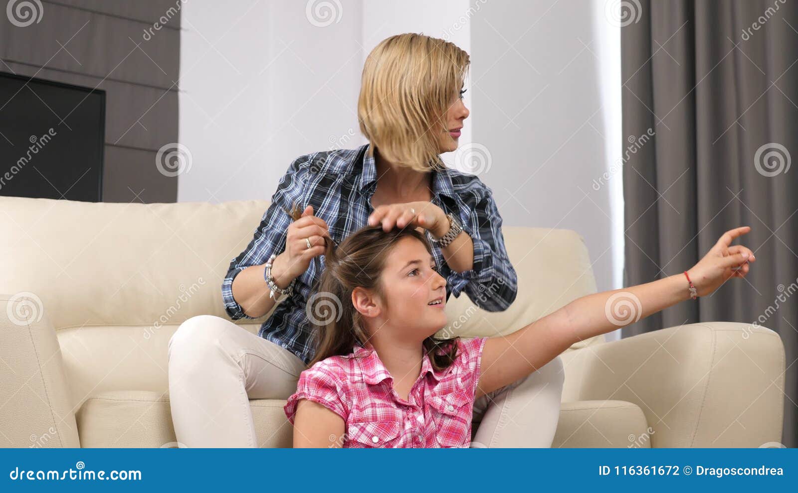 Mother Combs Her Daughter Hair Stock Footage Video Of House Home