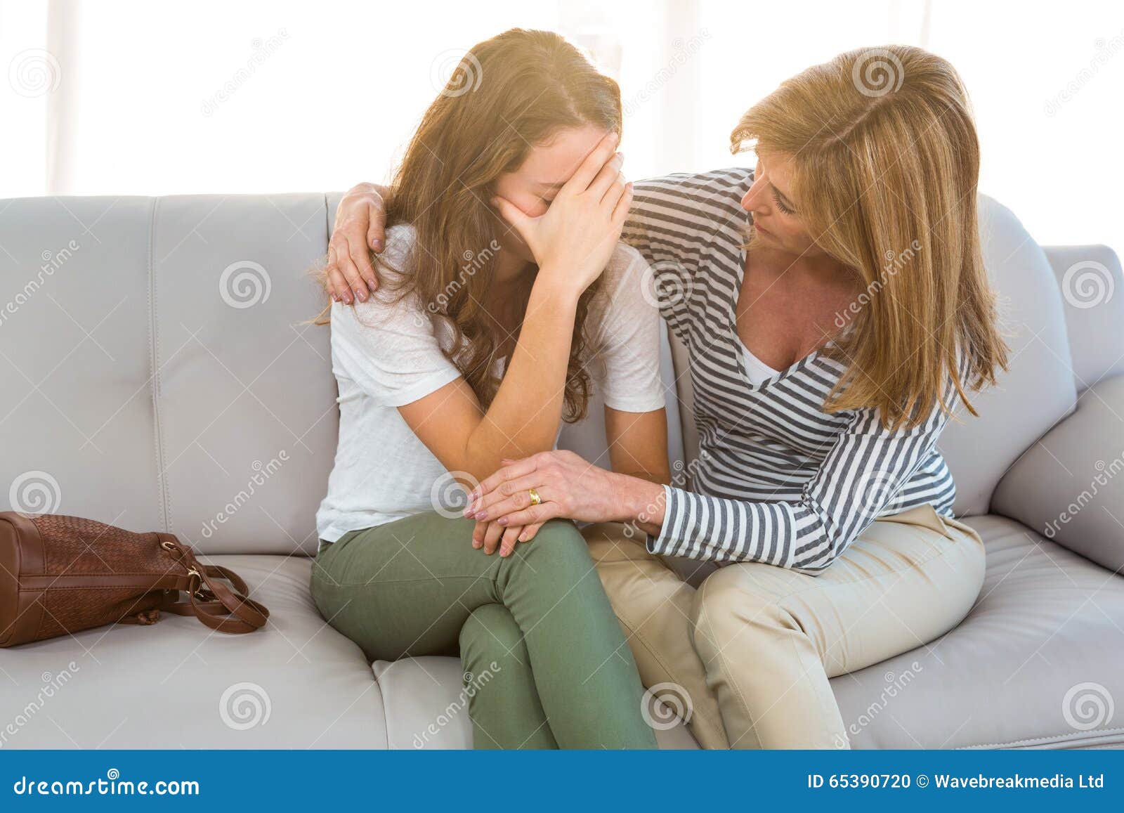 Mother Comfort Her Daughter Stock Photo - Image of misery, mature: 65390720