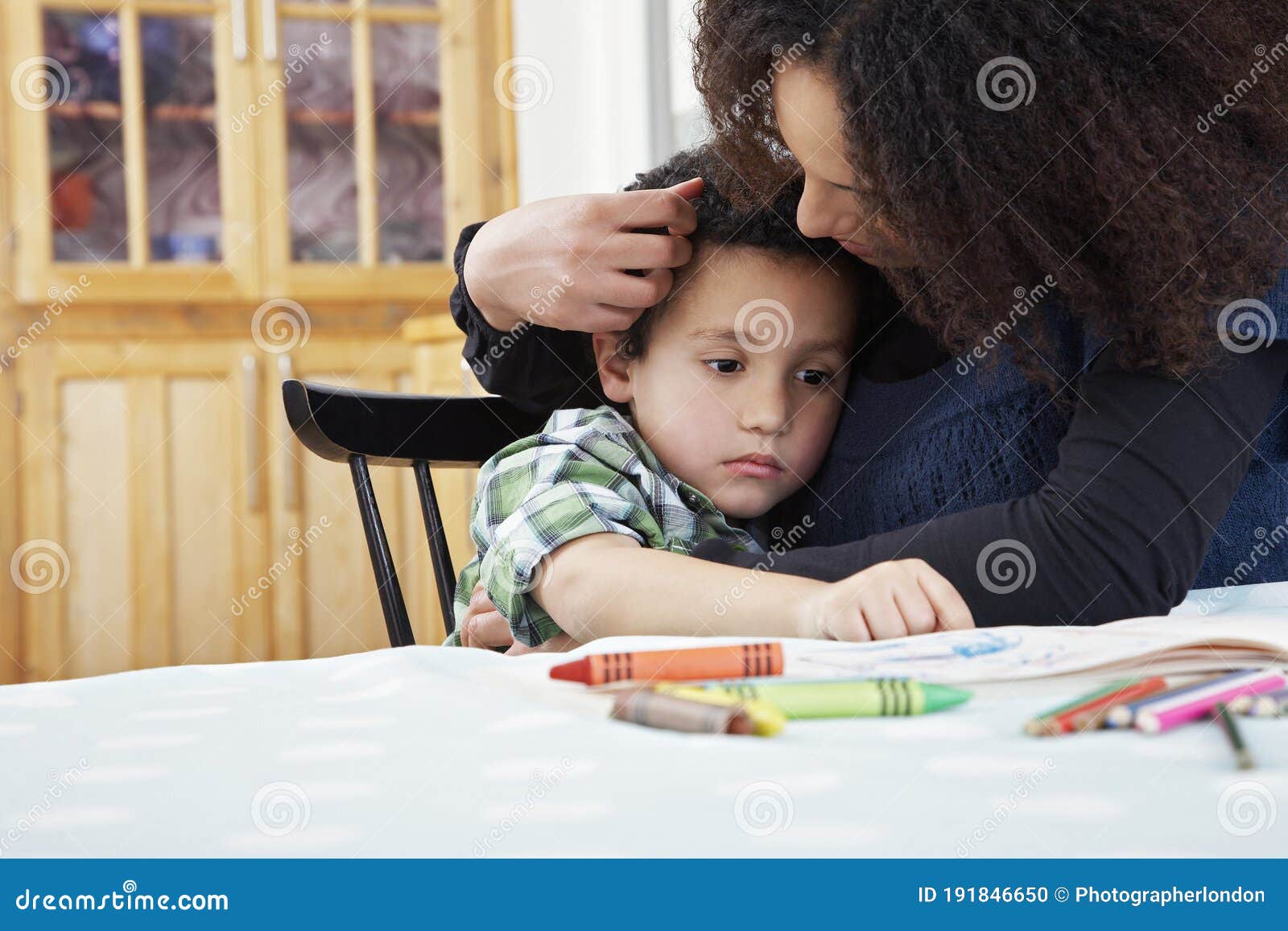 Portrait of Mother Consoling Son Stock Photo - Image of happy, child ...