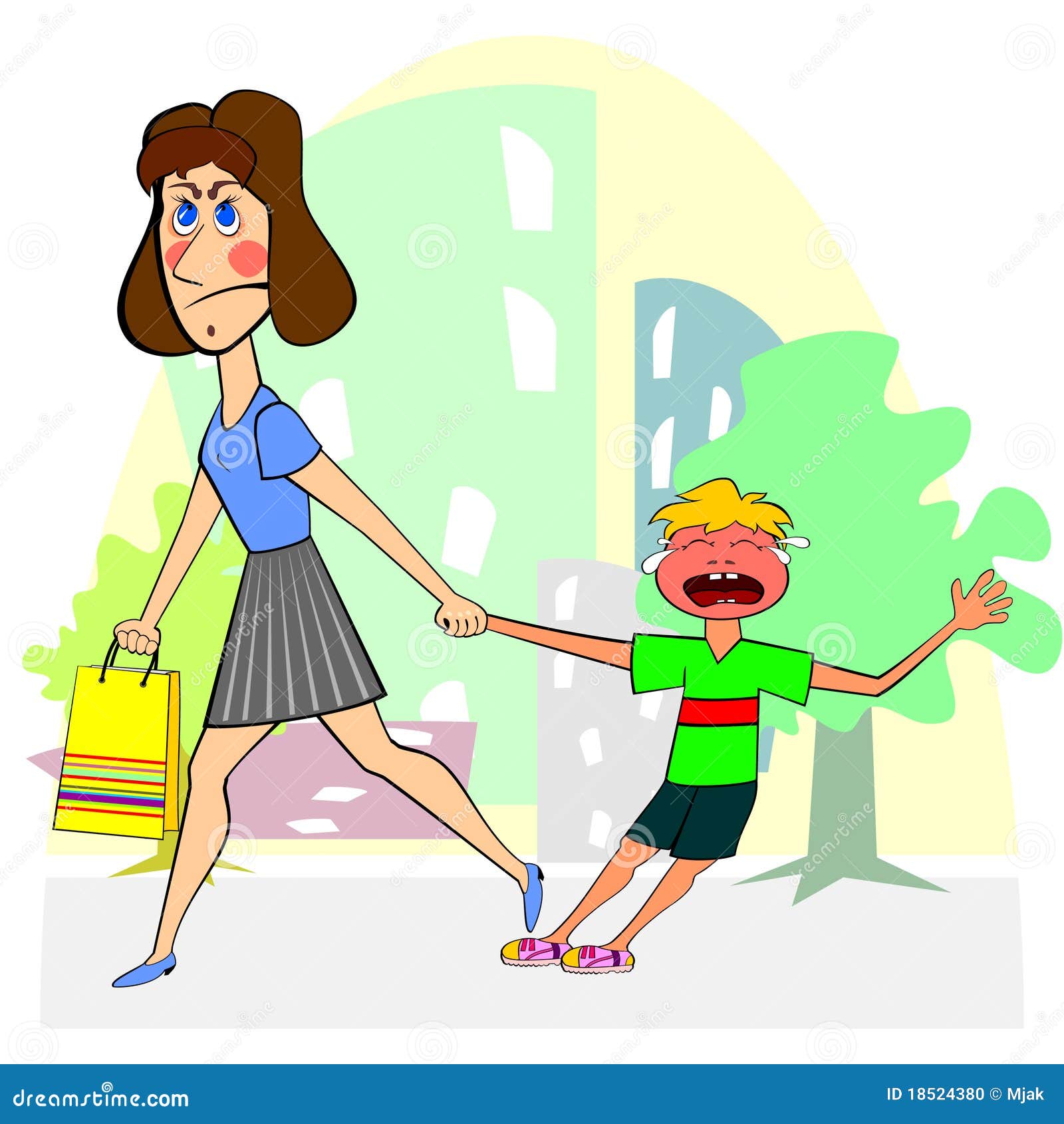 Mother and crying son stock vector. Illustration of shopping - 18524380