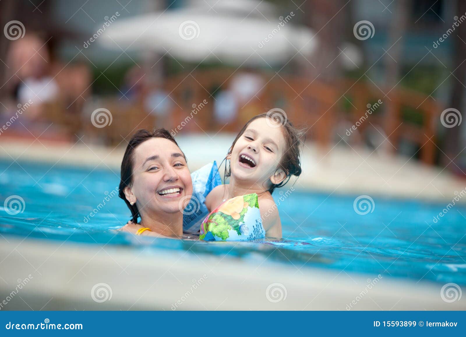 Mother and daughter stock image. Image of pool, european - 15593899