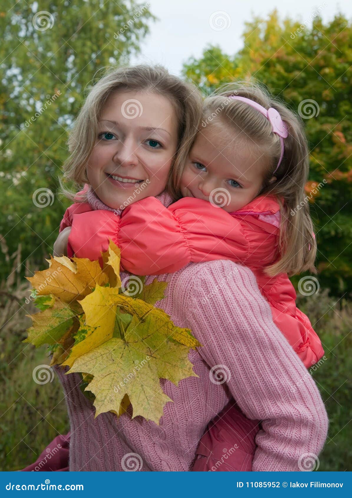 Mother with Daughter in Autumn Stock Photo - Image of parent, female ...