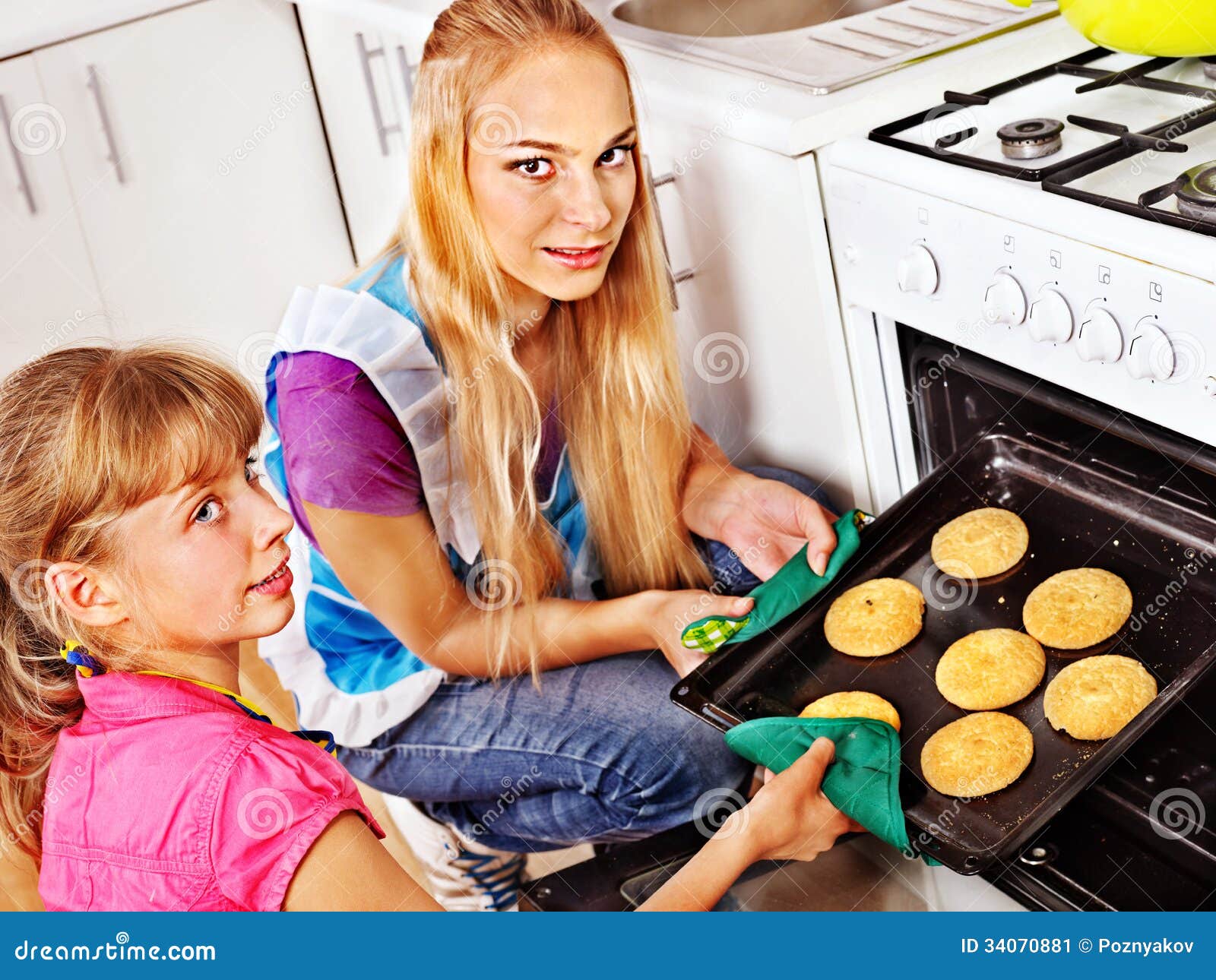 Mother and Daughter Bake Cookies Stock Image - Image of oventray ...