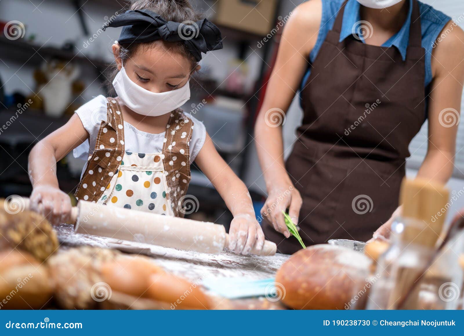Mother and Daughter are Baking Bread from Home Stock Photo - Image of ...