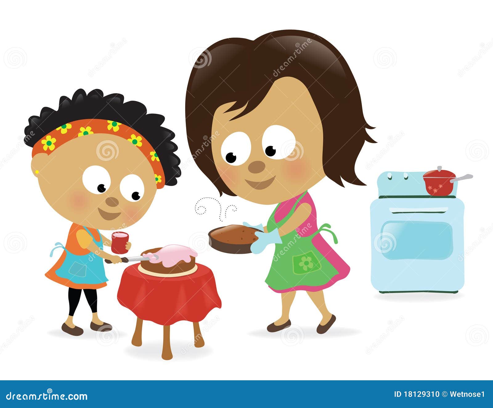 Mother And Daughter Baking A Cake Stock Vector Illustration Of Clip Cloth 18129310