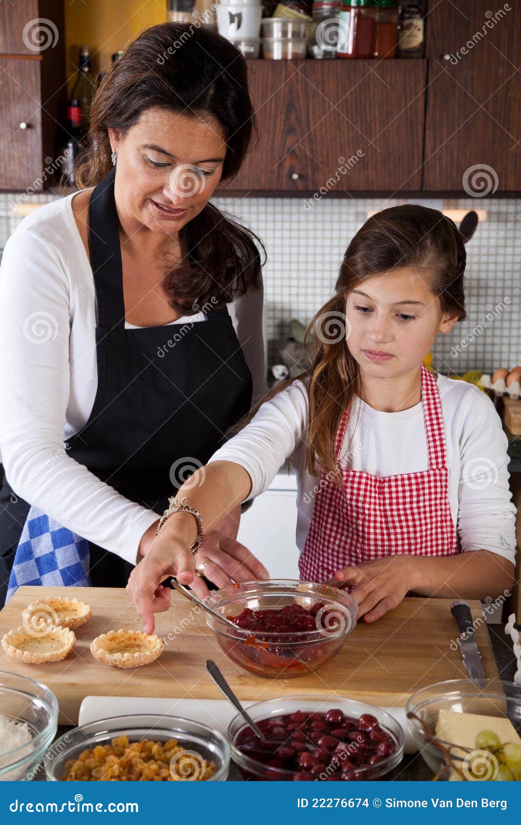 Mother and Daughter Baking at Home Stock Photo - Image of flour ...