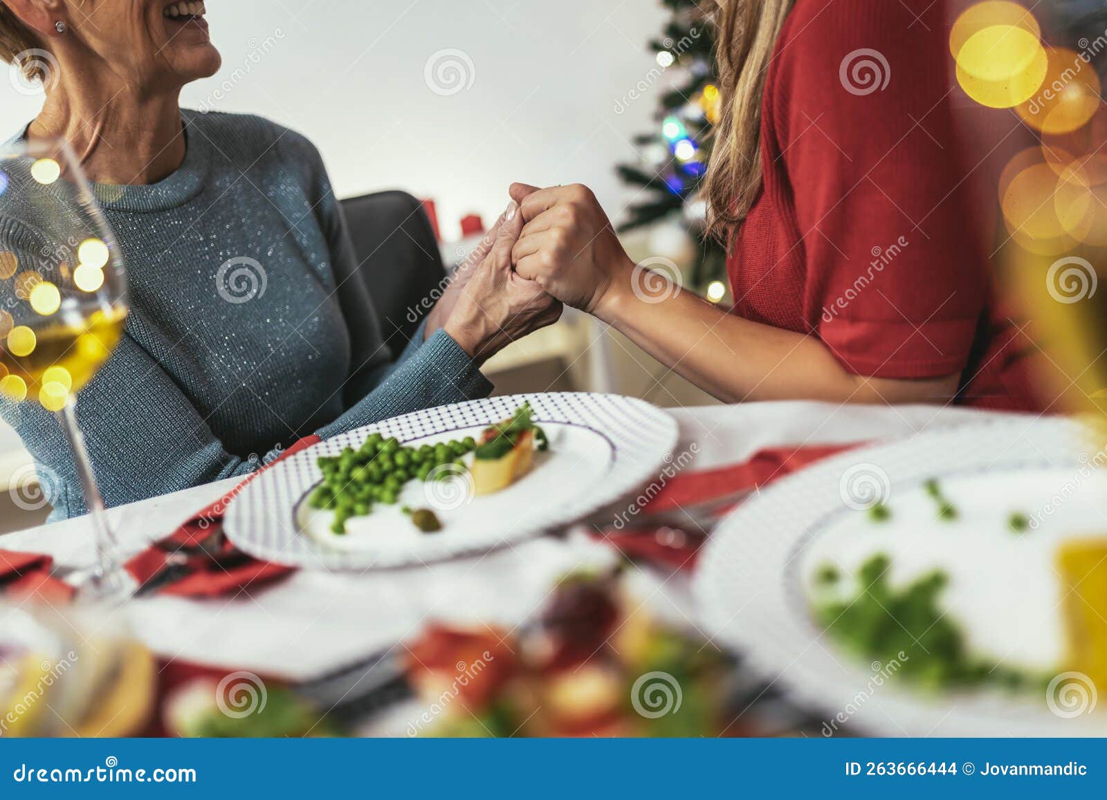 Mother and Daughter Bond on Christmas Dinner Stock Photo - Image of closeness, hands: 263666444