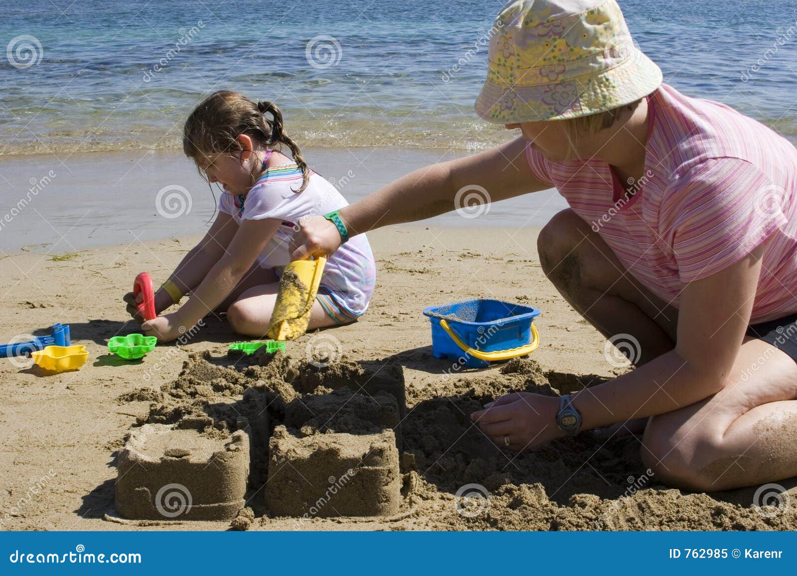 Mother And Daughter Building A Castle Stock Image | CartoonDealer.com ...