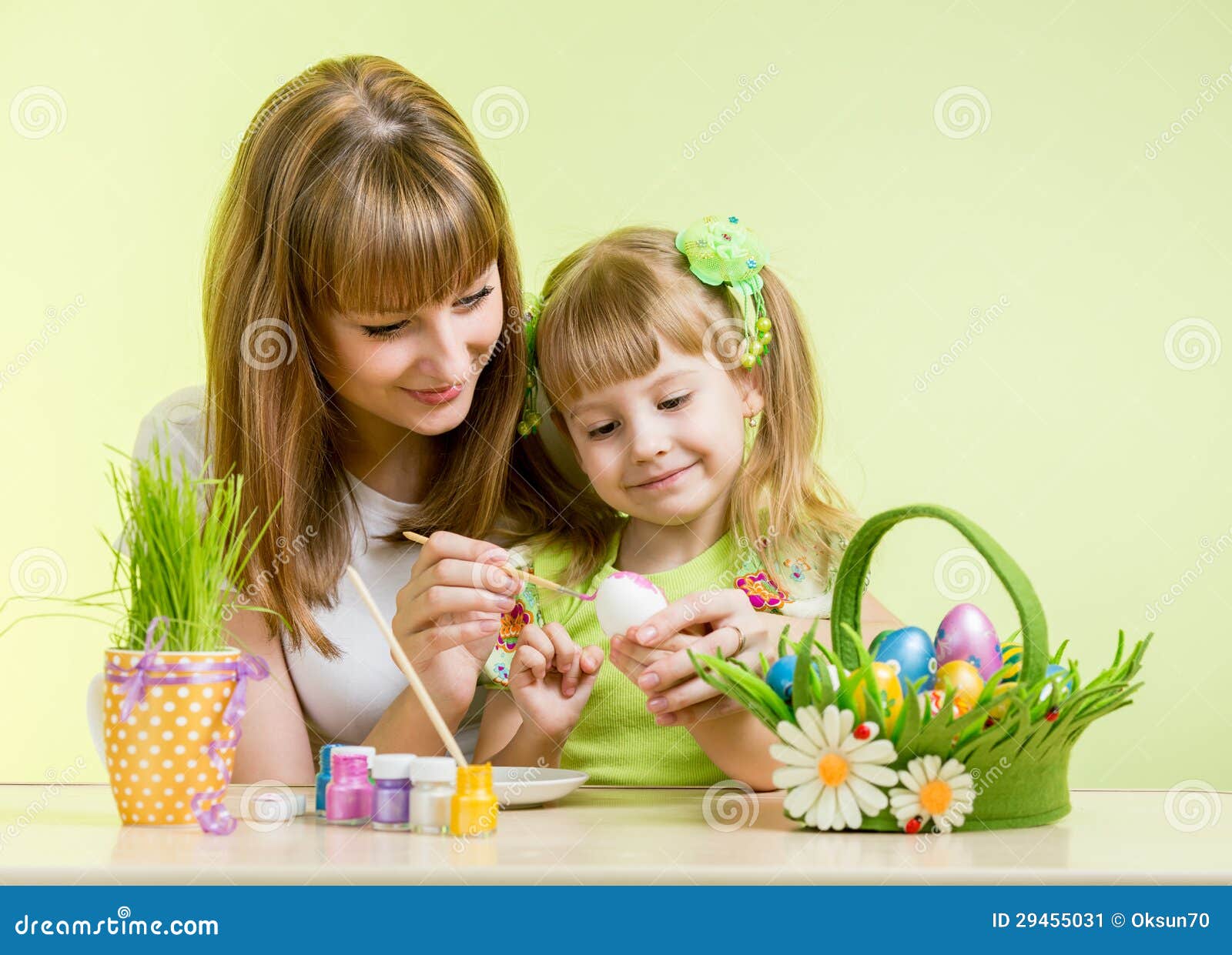 Mother and Daughter Child Paint Easter Eggs Stock Image - Image of ...