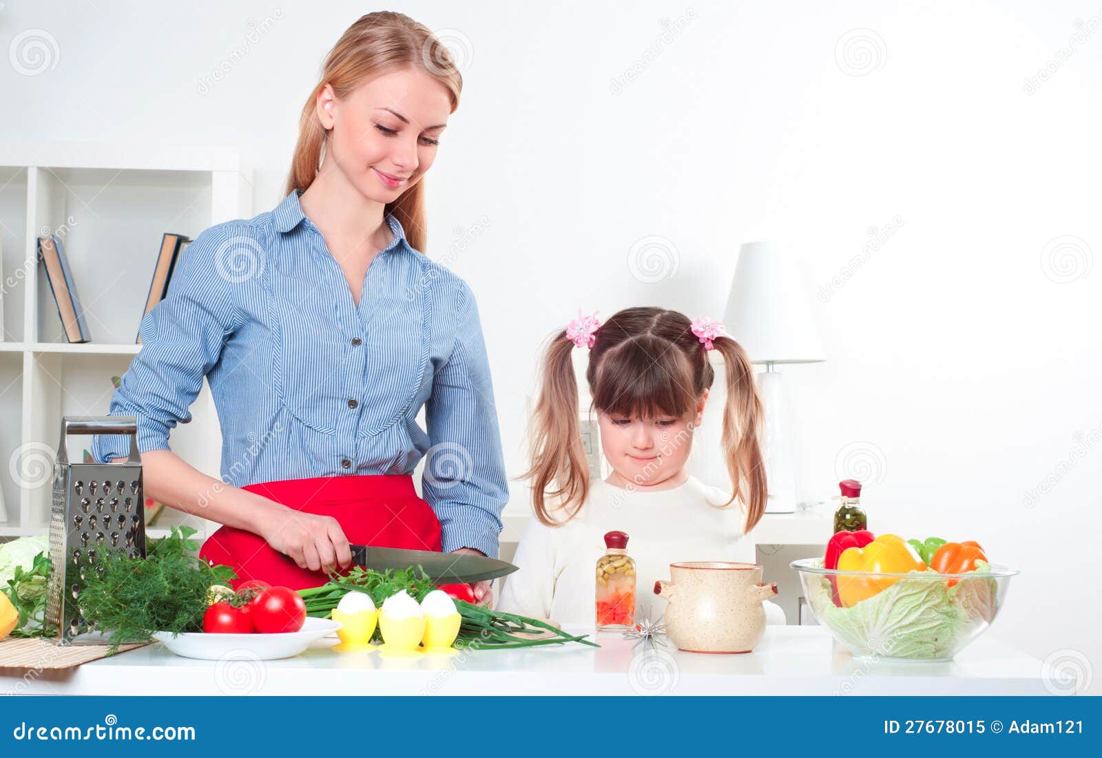 Mother and Daughter Cook Together Stock Image - Image of child, female ...