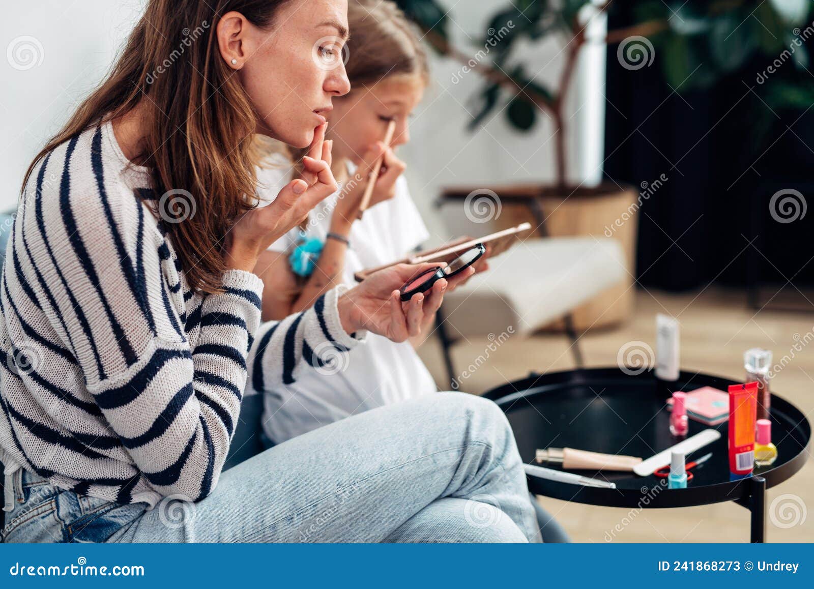 Mother and Daughter Do a Makeover at Home Stock Image - Image of ...