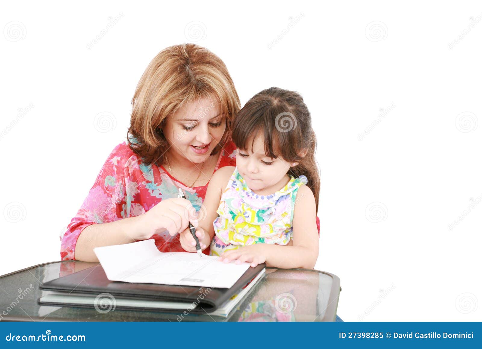 Mother and Daughter Doing Homework Stock Image - Image of mother ...