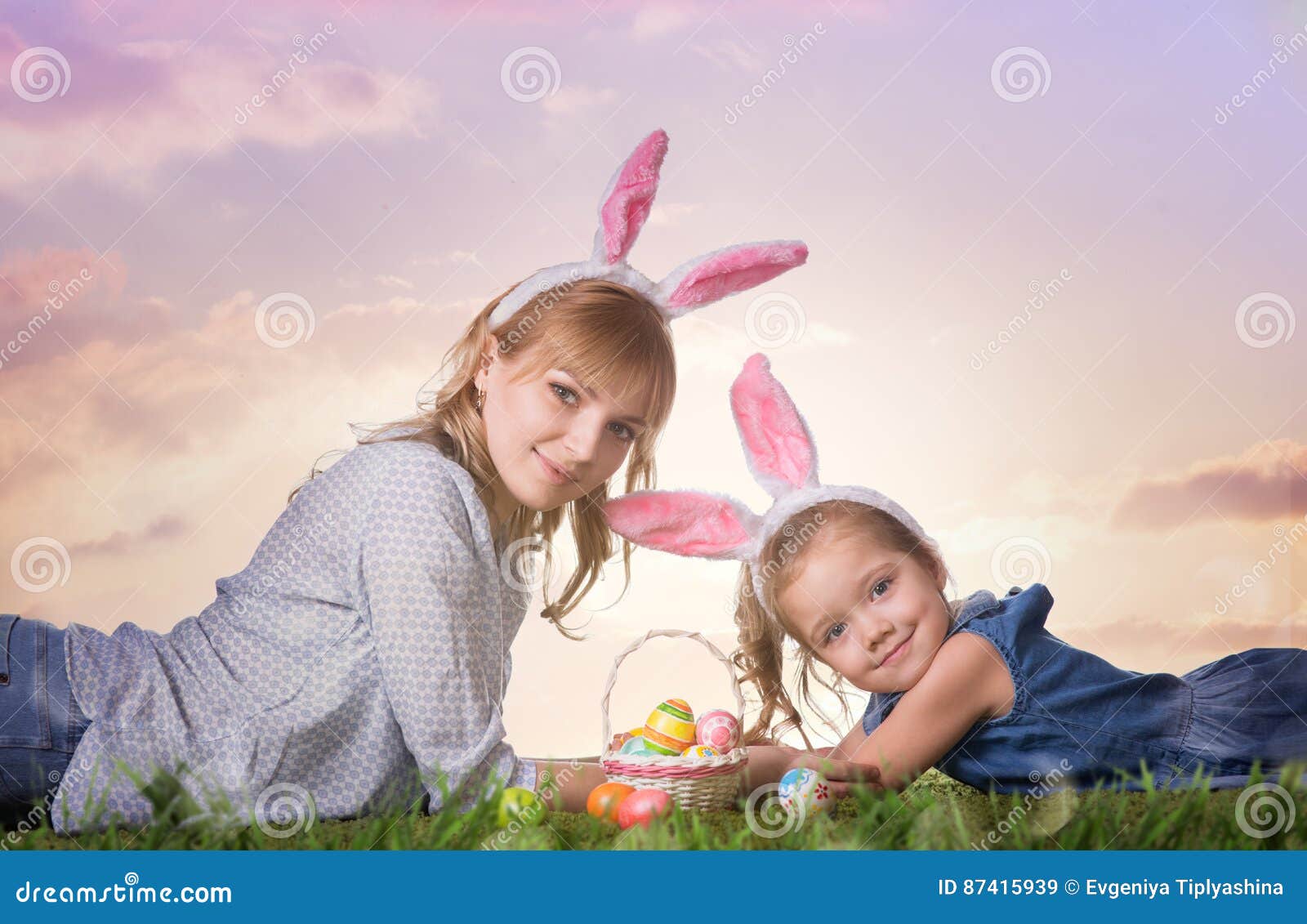 Mother and Daughter with Easter Eggs Stock Image - Image of childhood ...