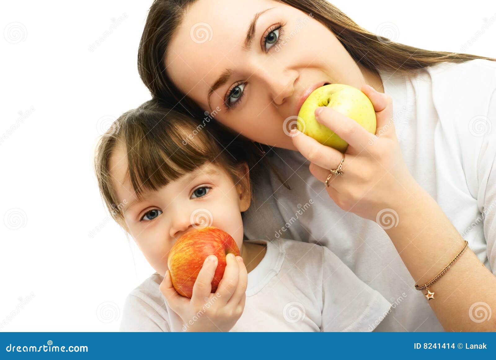 Mother and Daughter Eating Apples Stock Photo - Image of female, fresh ...