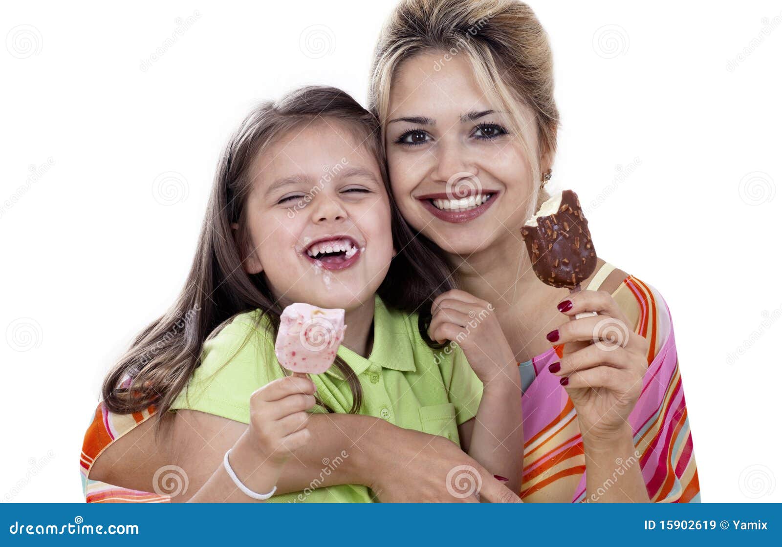 Mother And Daughter Eating Ice Cream Stock Image Image Of Sweet Shot