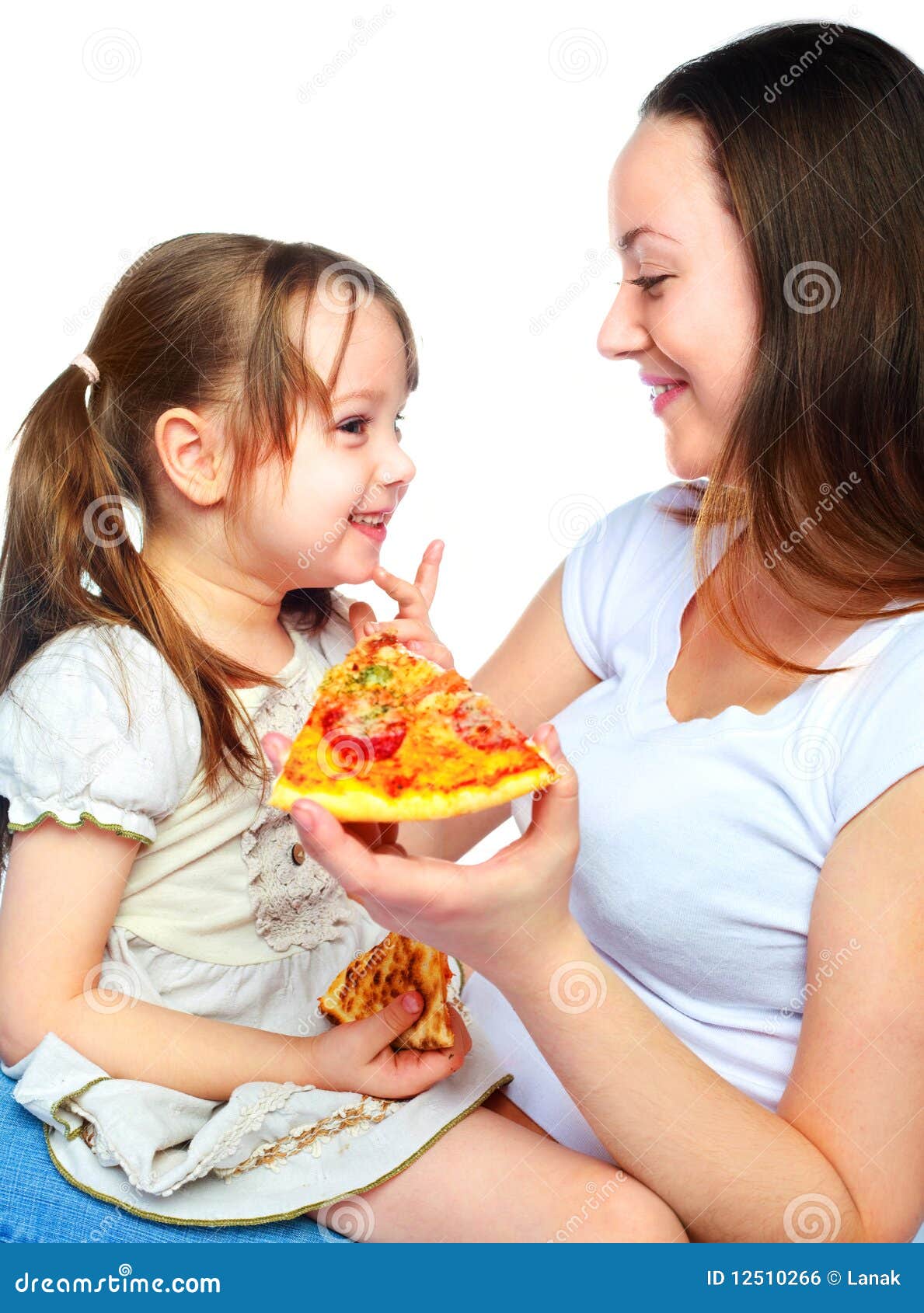 Mother And Daughter Eating Pizza Royalty Free Stock Image Image 12510266