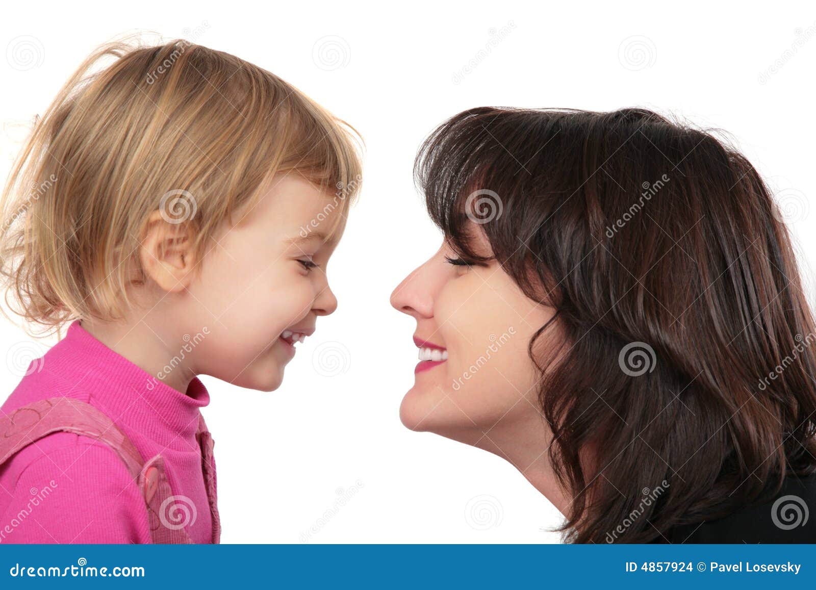 Mother and Daughter Face-to-face Stock Photo - Image of hands, brunet ...