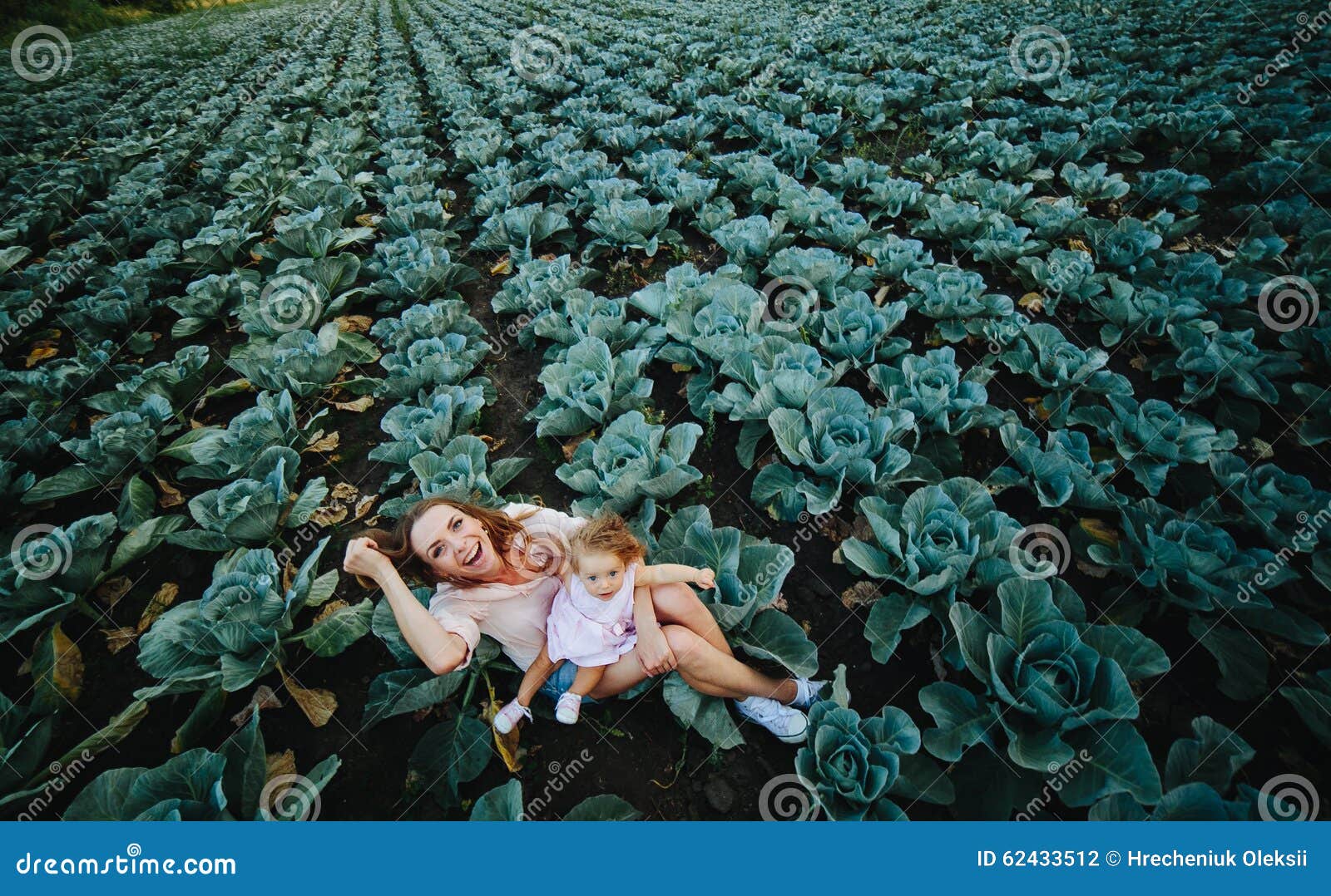 Mother and Daughter on the Field with Cabbage Stock Photo - Image of ...