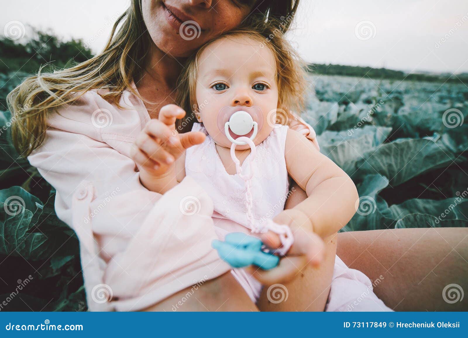 Mother and Daughter on the Field with Cabbage Stock Image - Image of ...