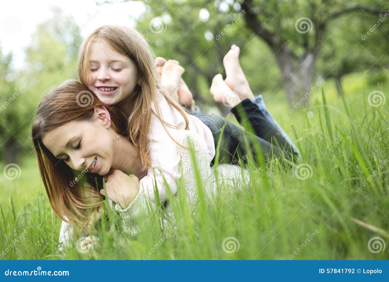 Mother and Daughter in Forest Together Stock Photo - Image of handsome ...