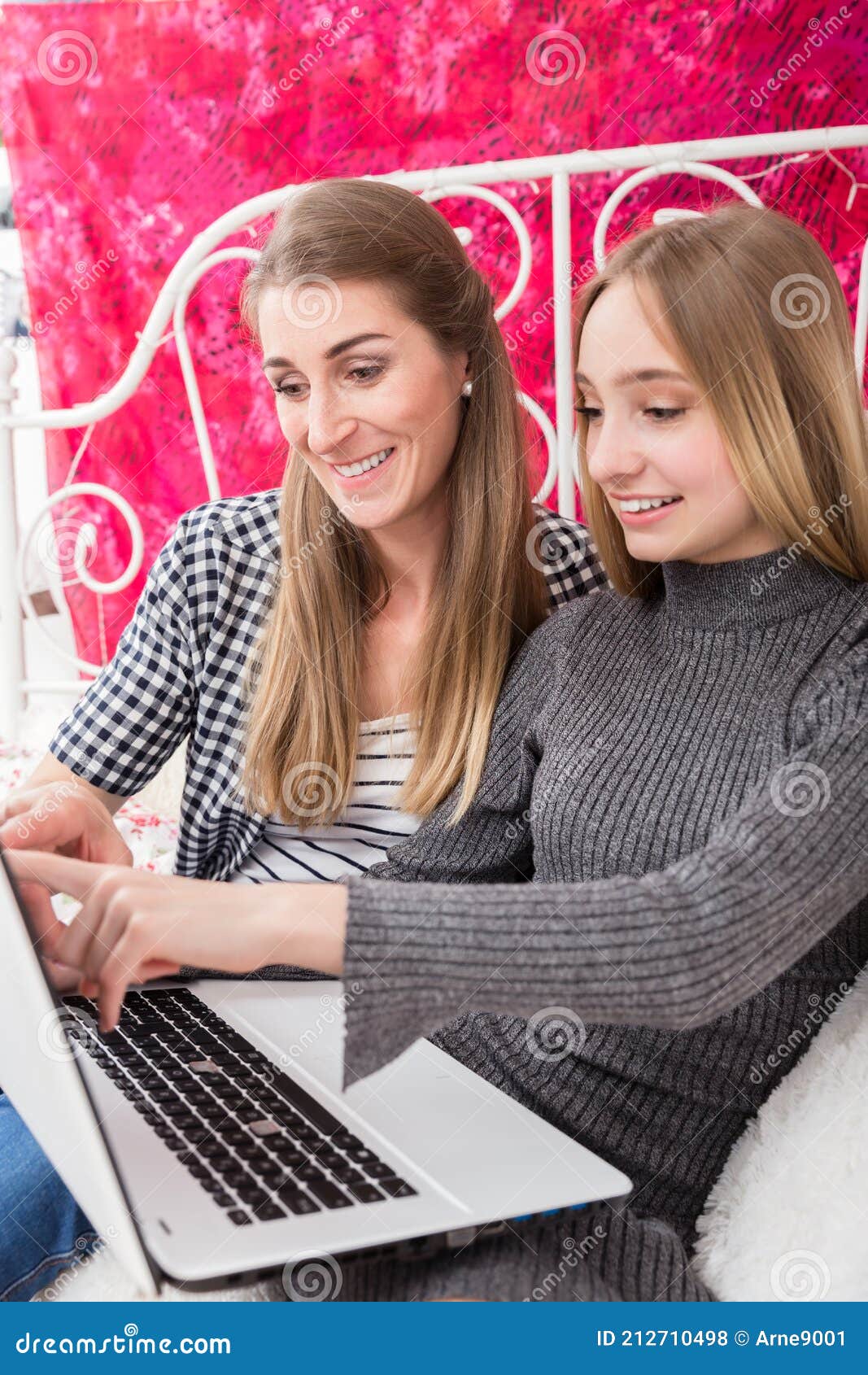Mother and Daughter Having Fun on the Computer Stock Photo - Image of ...