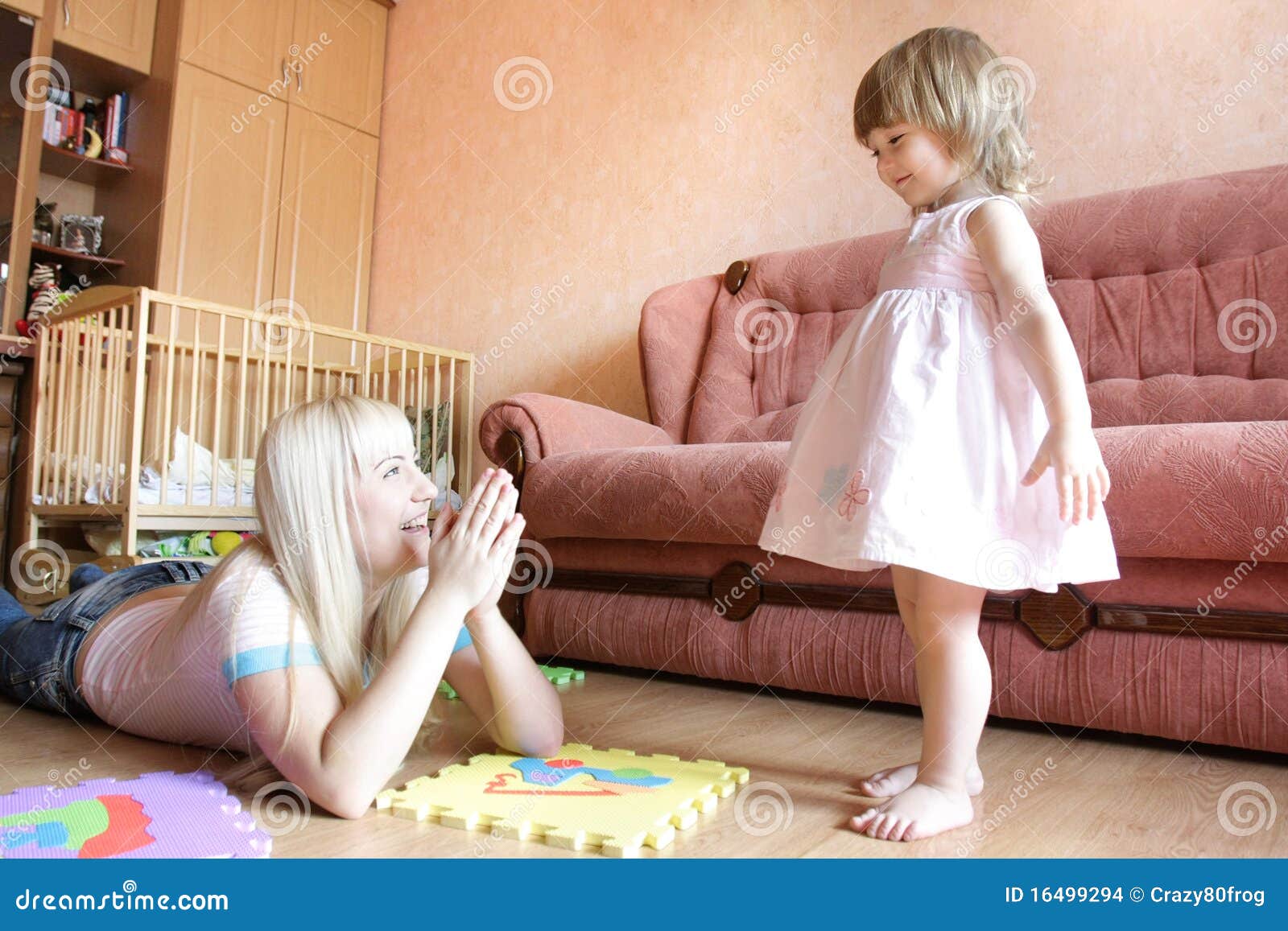 Mother and Daughter at Home Stock Photo - Image of joyful, indoors ...